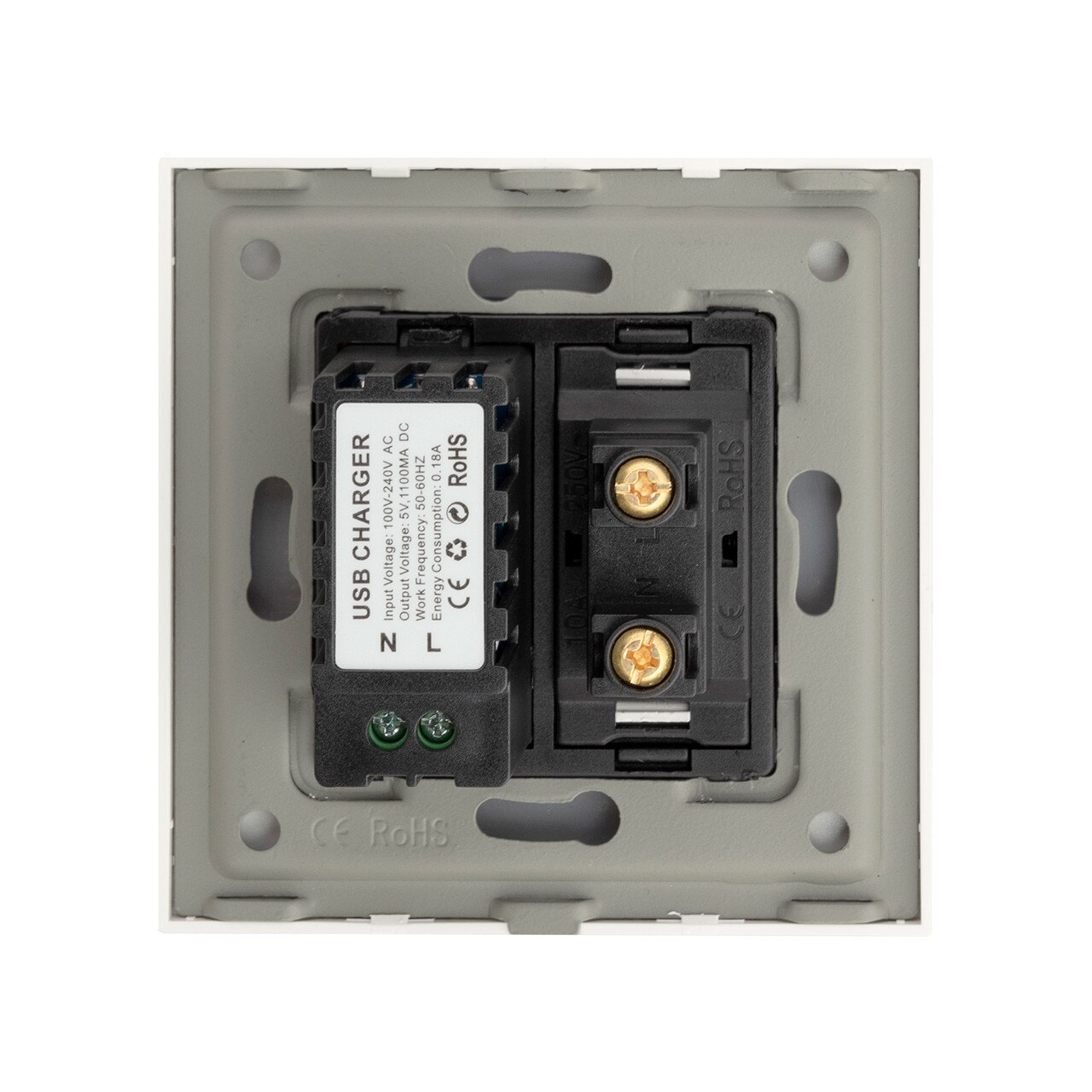 Priza Italia + priza USB, cu rama din sticla, Alba - eMAG.ro