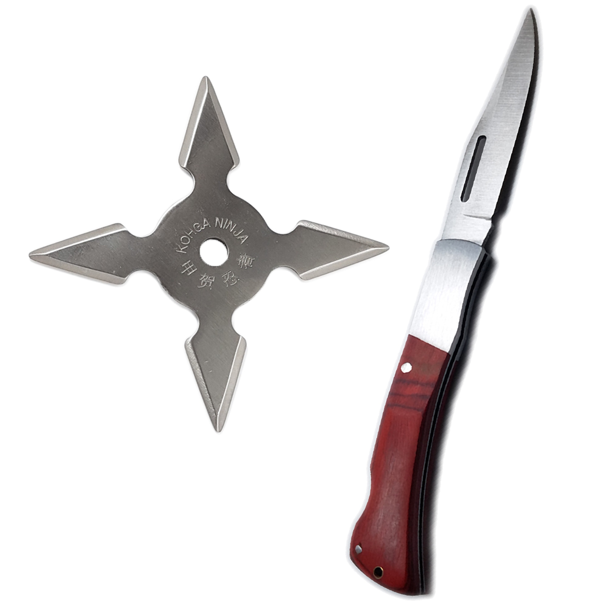 Kit autoaparare cutit briceag in husa, stea ninja 4 colturi - eMAG.ro