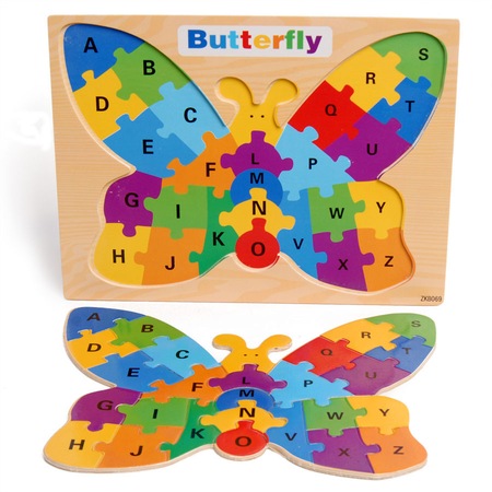 Puzzle Incastru din Lemn Fluturele Alfabet - Krista® - eMAG.ro