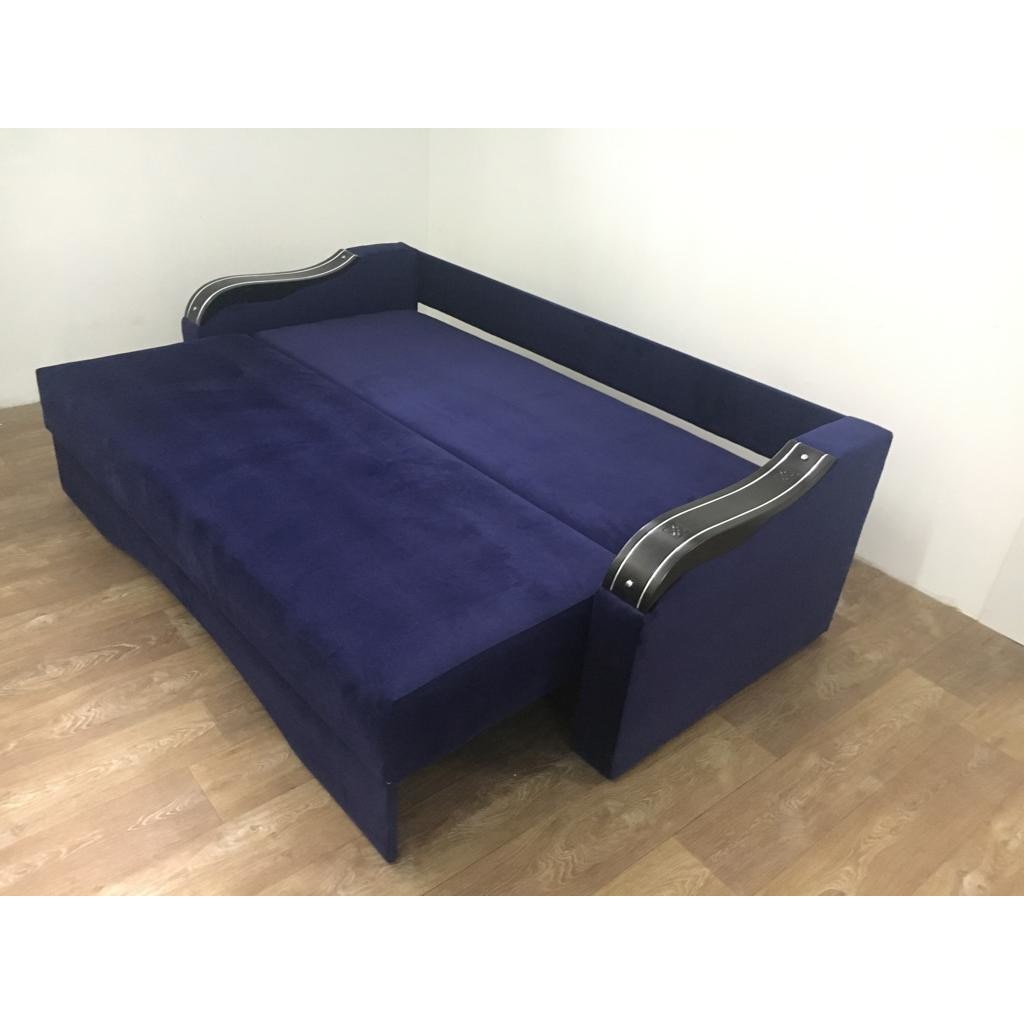 Canapea extensibila Eco Ornament, MobAmbient, Albastru, material textil ...