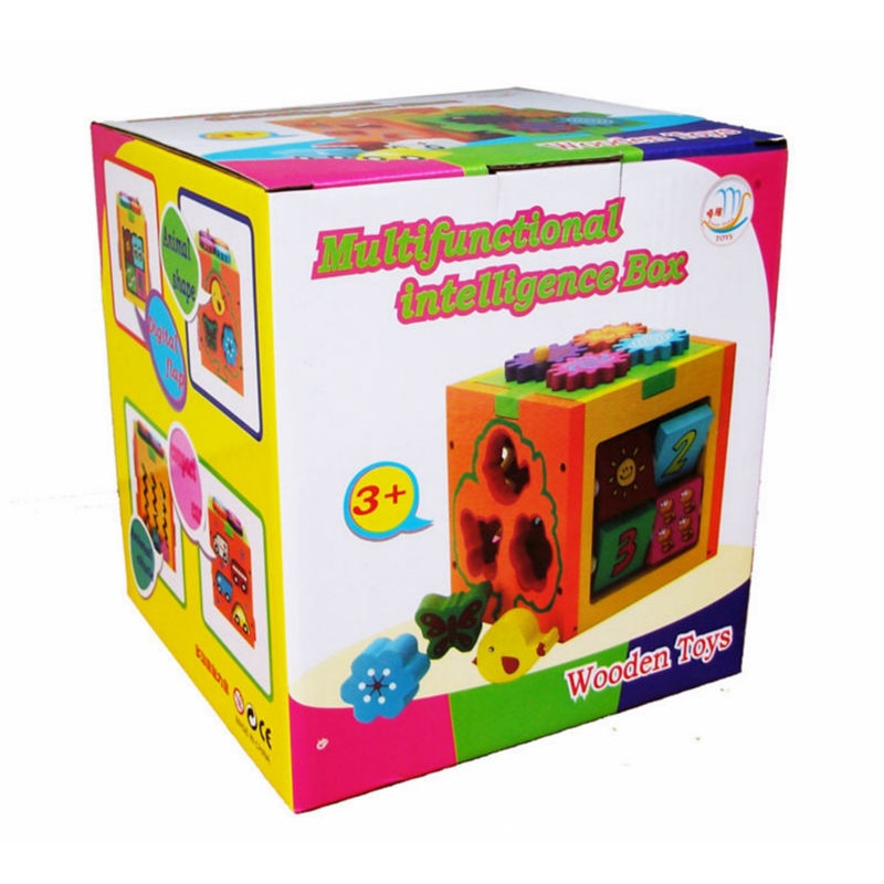 Cub multifunctional 5 in 1 din lemn "Cutia inteligenta" +3 ani - eMAG.ro