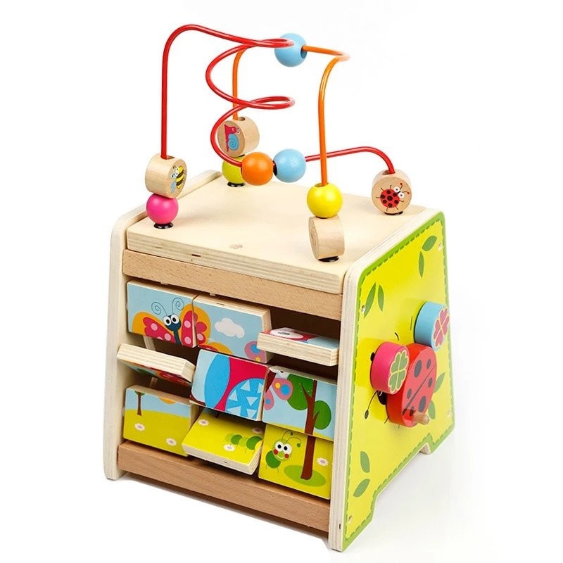 Cub din lemn multifunctional, 5 in 1, multicolor, Picodino - eMAG.ro