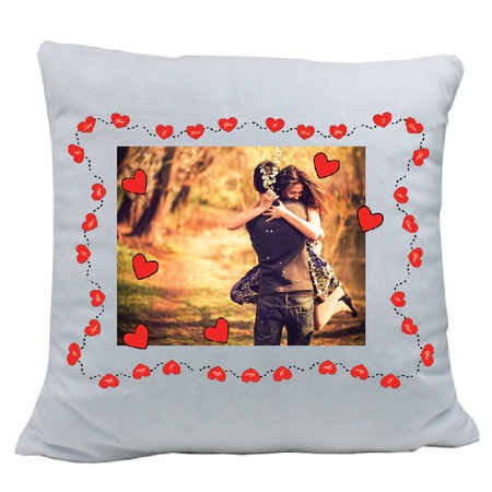 Perna personalizata, o poza si inimi, 40 x 40 cm - eMAG.ro