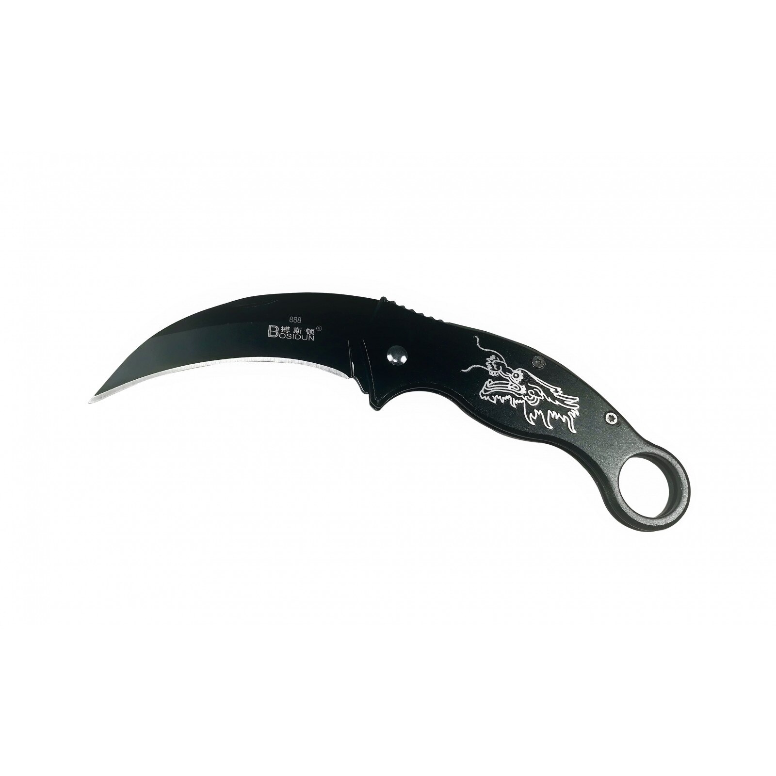 Cutit Karambit negru cu prindere curea 17 cm - eMAG.ro