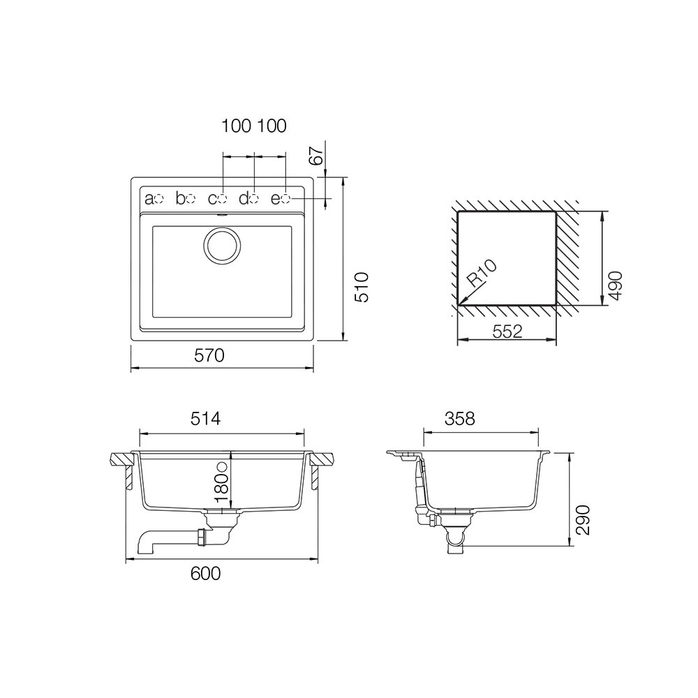 Kit chiuveta Schock Mono N-100 570 x 510 mm si baterie Schock Laios Puro Cristadur cu Dus ...