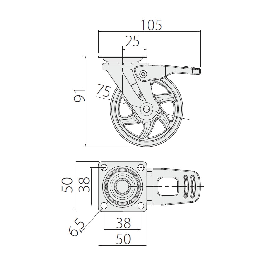 Rotila IFL cu blocare, silicon transparent, Ø 75 mm, h=91 mm, placa de ...
