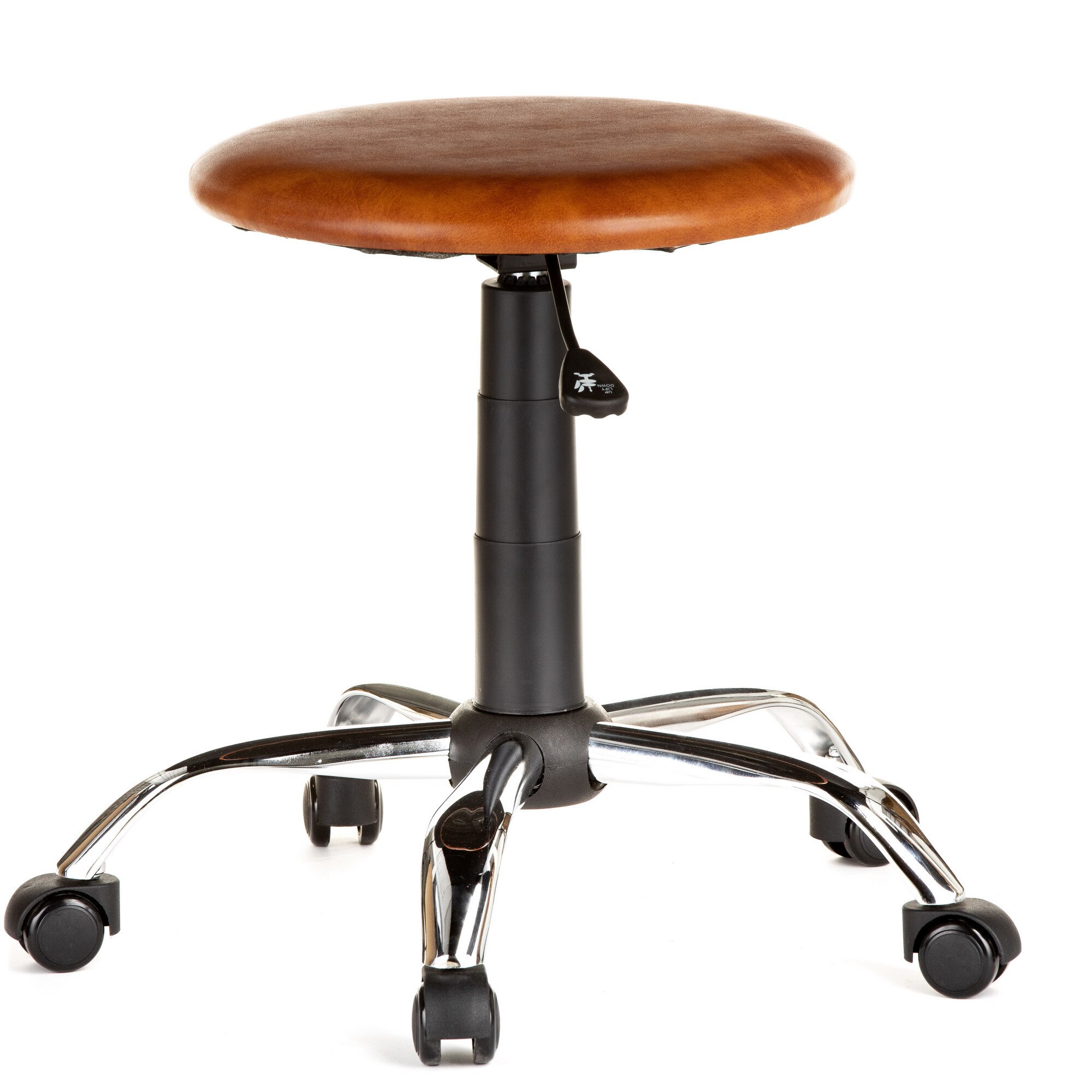 Scaun laborator QMOBILI LAB CR Coniac, baza cromata, piele ecologica ...