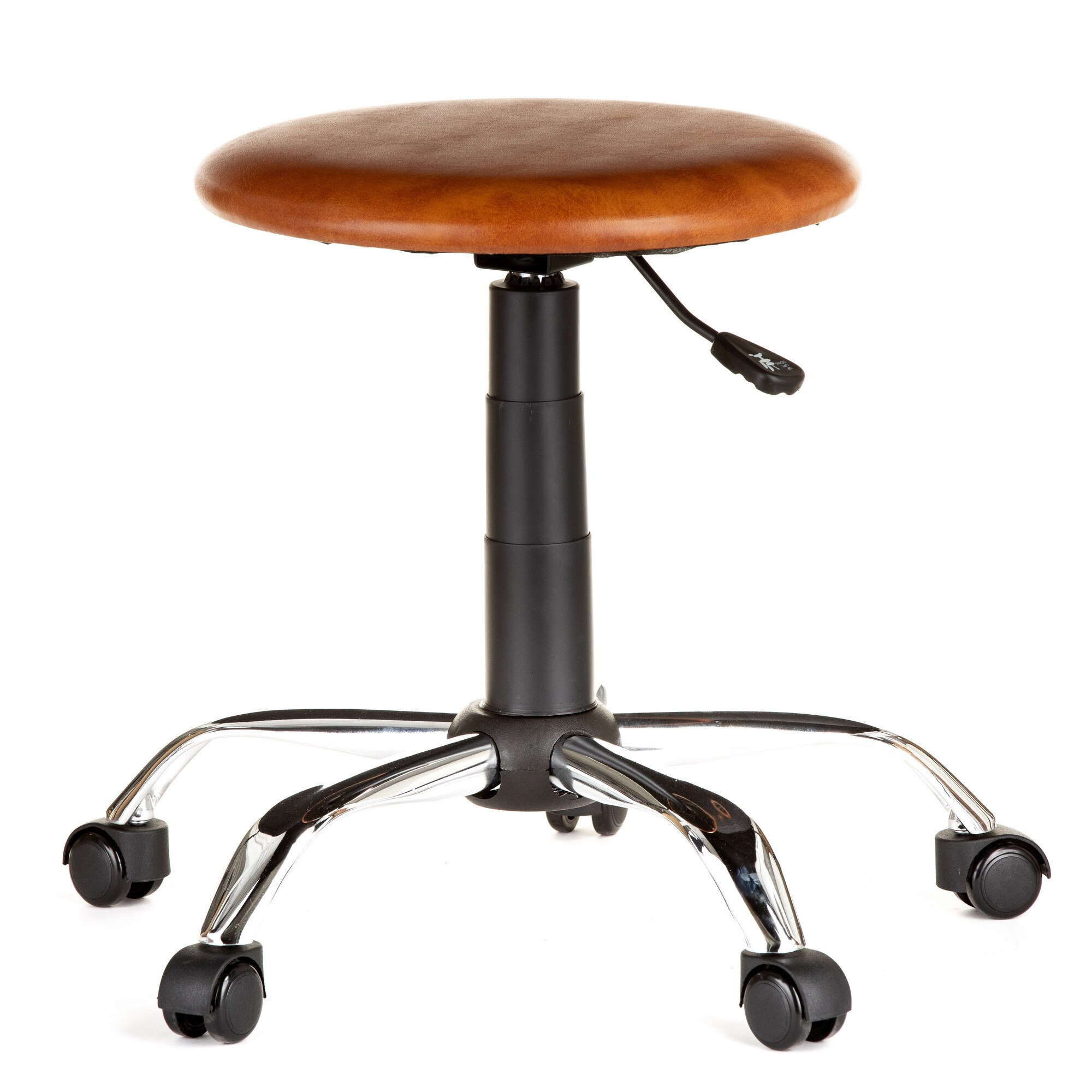 Scaun laborator QMOBILI LAB CR Coniac, baza cromata, piele ecologica ...