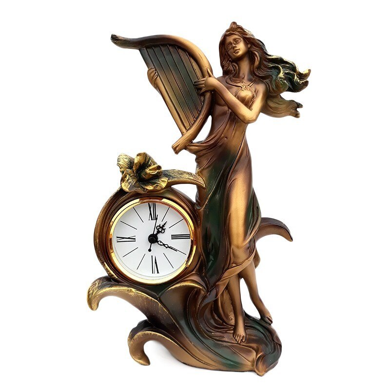 Statueta fata cu harpa si ceas, 584E - eMAG.ro