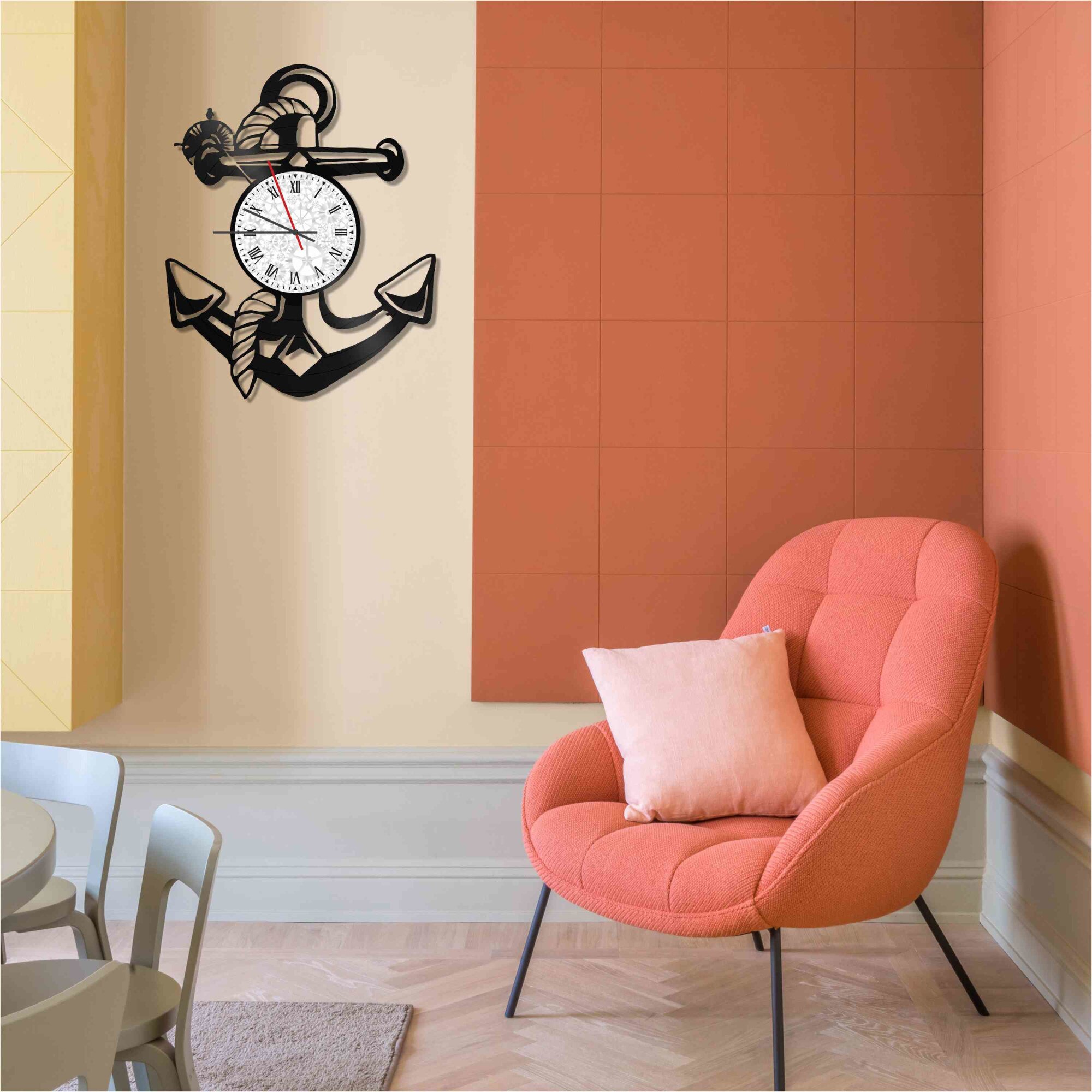 Ceas de perete Vintage din vinil Revival Vinyl Wall Clock Ancora ...