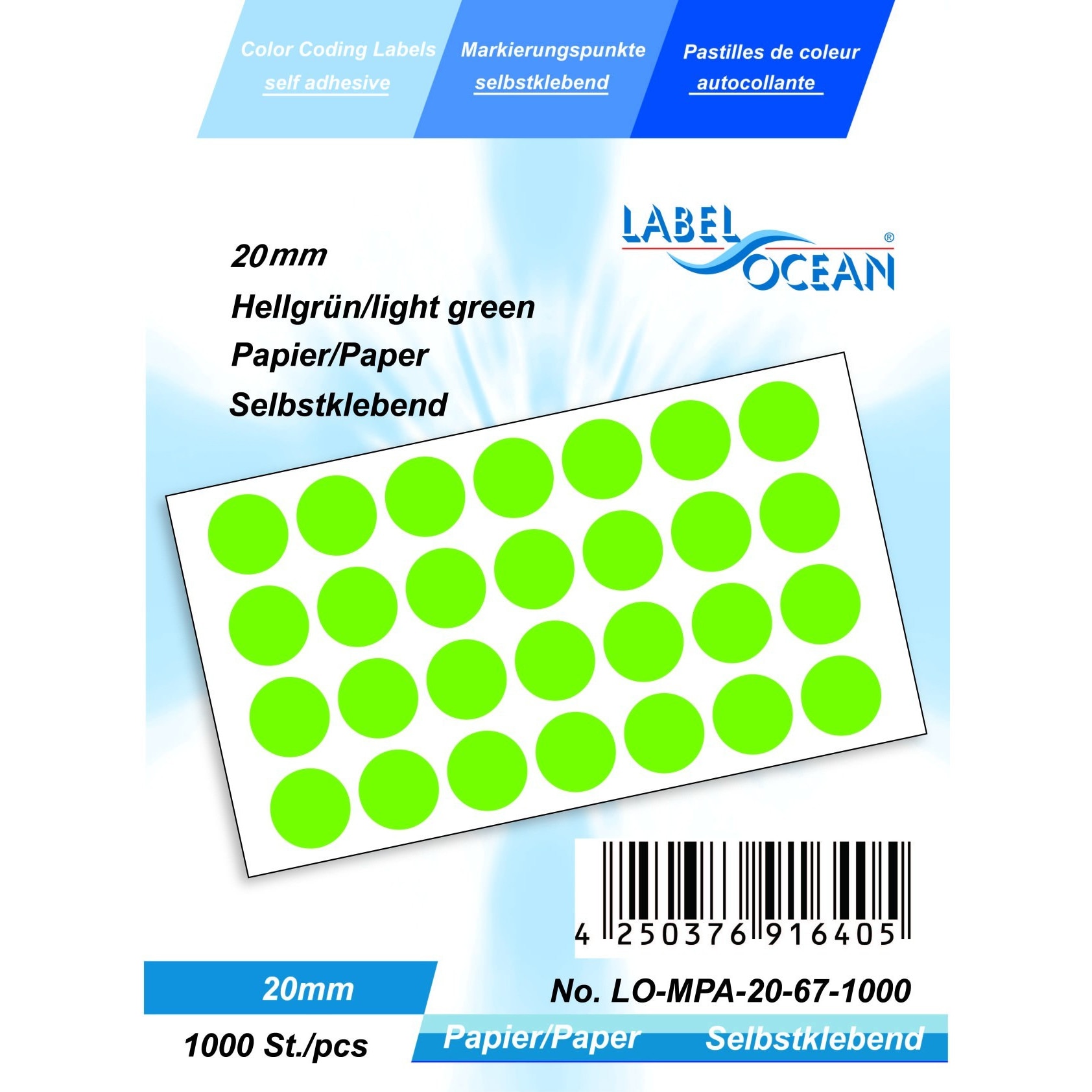 Set de 1000 Etichete Autoadezive Buline Verzi Diametru 20 mm Hartie ...