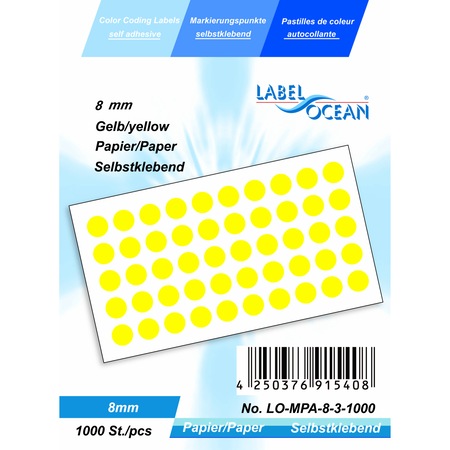 Set de 1000 Etichete Autoadezive Buline Galbene Diametru 8 mm Hartie ...