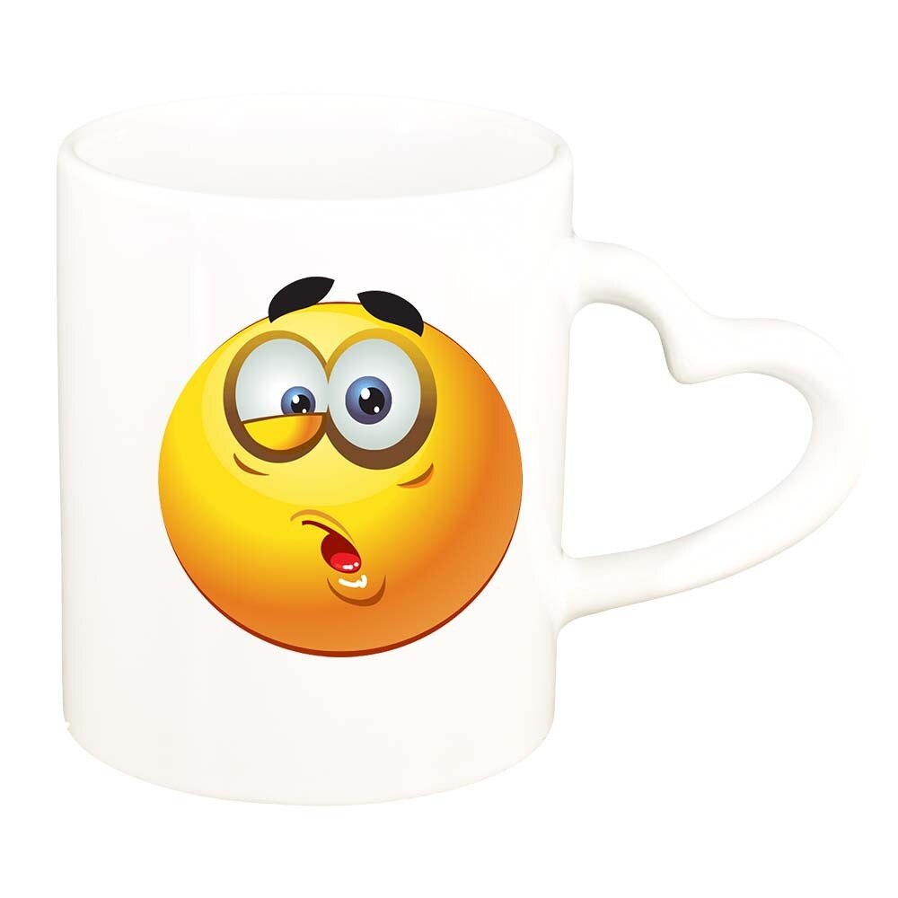 Cana "Emoticon", alb, maner inima, 330ml, D527 - eMAG.ro