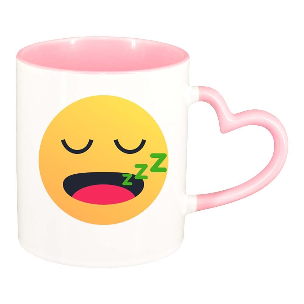 Cana "Emoticon", interior roz, maner inima, 330ml, D539 - eMAG.ro