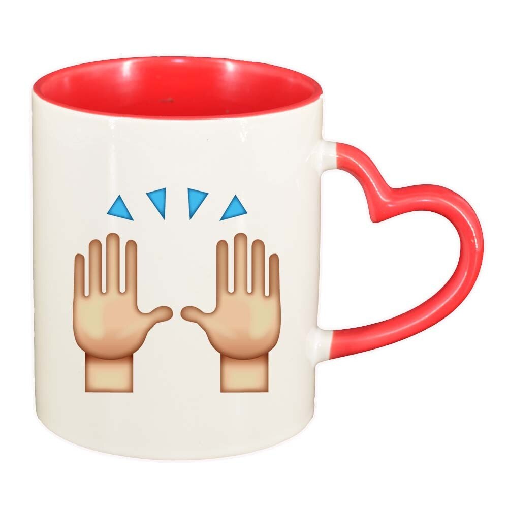 Cana "Emoticon", interior rosu, maner inima, 330ml, D583 - Compară ...