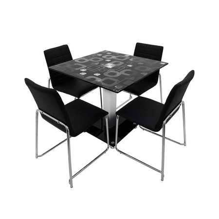Masa sticla cu 4 scaune, Neagra, MB-01+S-01N - eMAG.ro