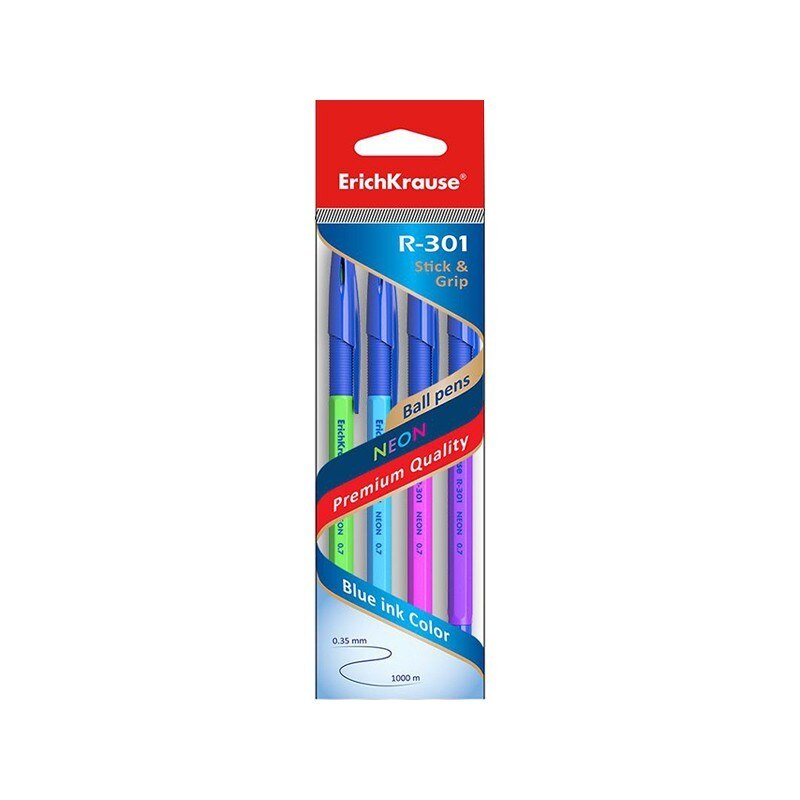 Pix Cu Bila Ek R301 Neon Stick&Grip 4/Blister 0.7mm Albastru - eMAG.ro