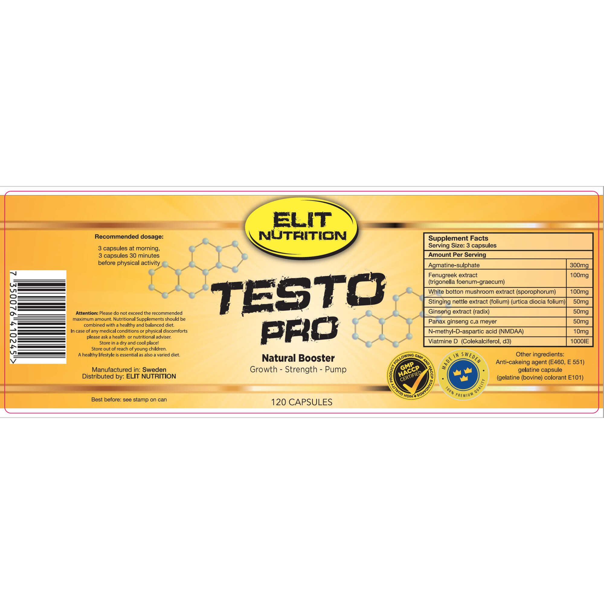 Testo Pro - Natural Booster de Testosteron, 120 capsule - eMAG.ro