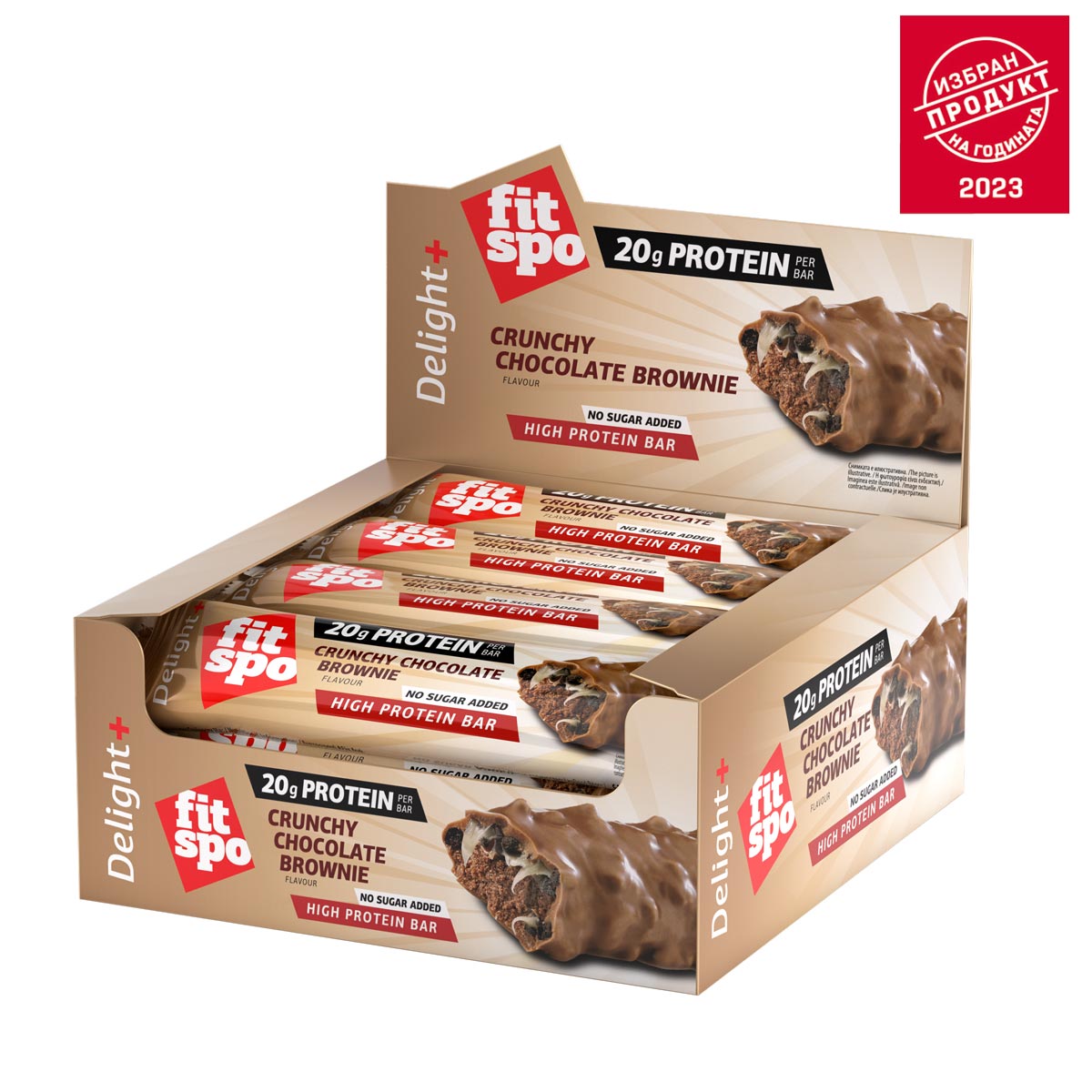 Протеинов бар FitSpo Delight 20g протеин, Crunchy Chocolate Brownie, 12x60g - eMAG.bg