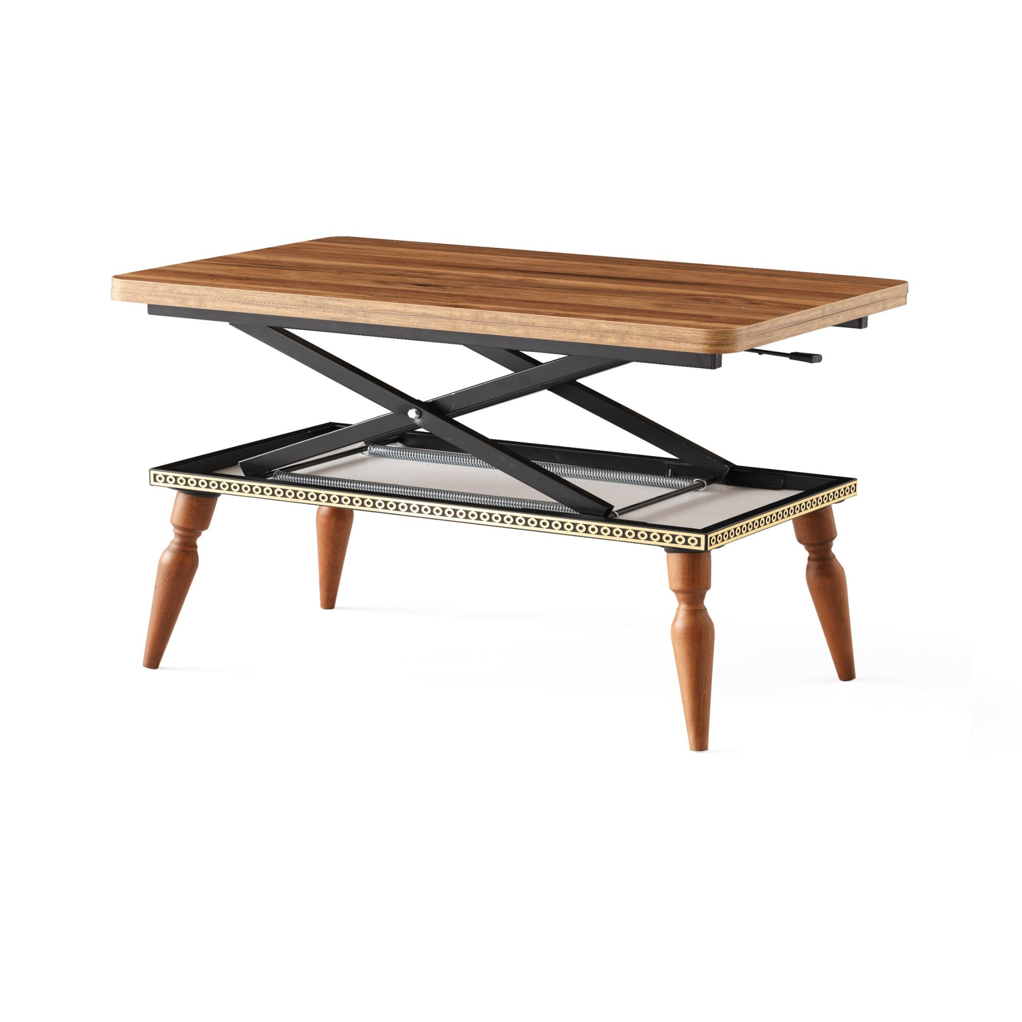 Masa de cafea extensibila Arda, nuc, Decorada,100x60x38 - eMAG.ro