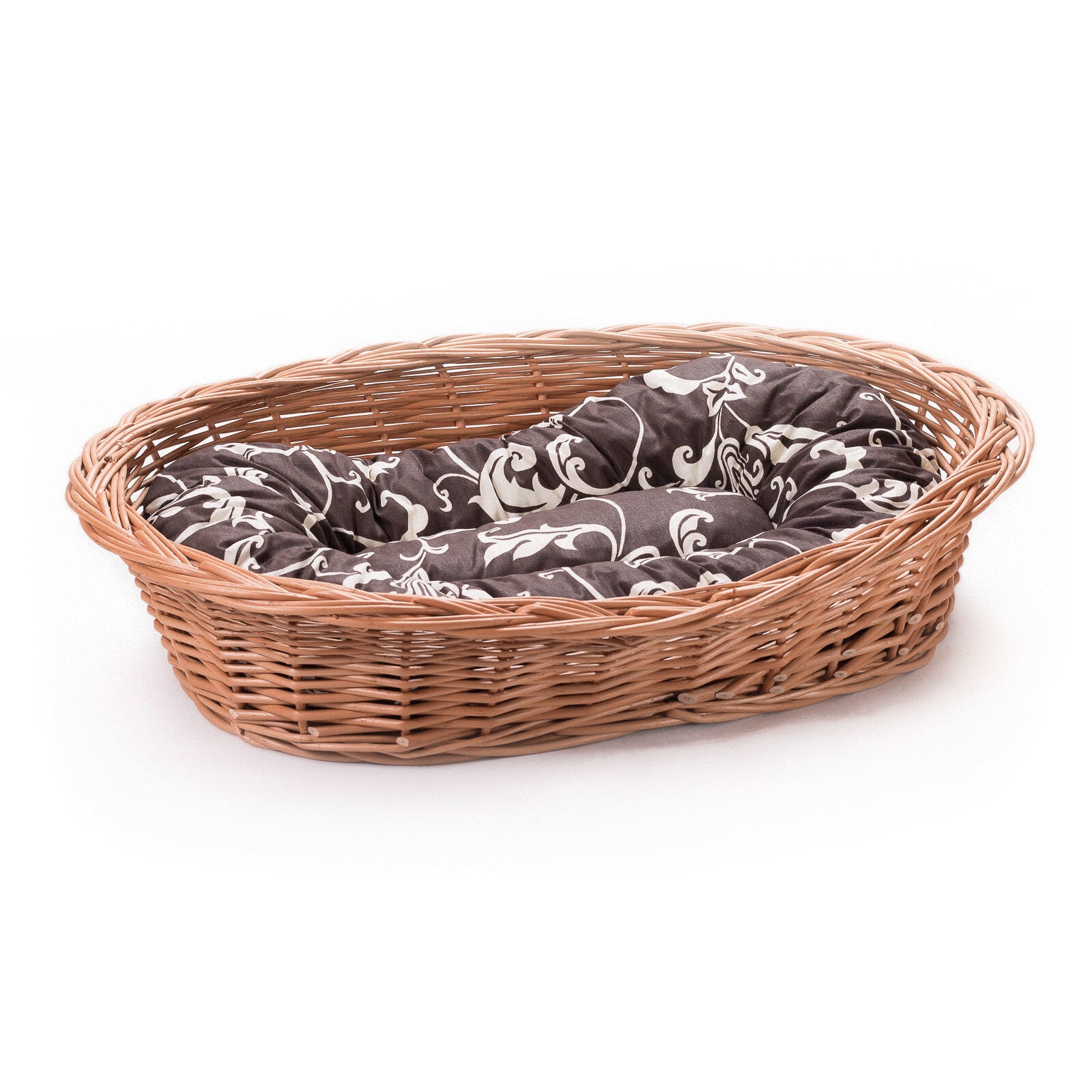 Cosulet natural pentru caini si pisici, wiklinowy-swiat, perna maro cu ...