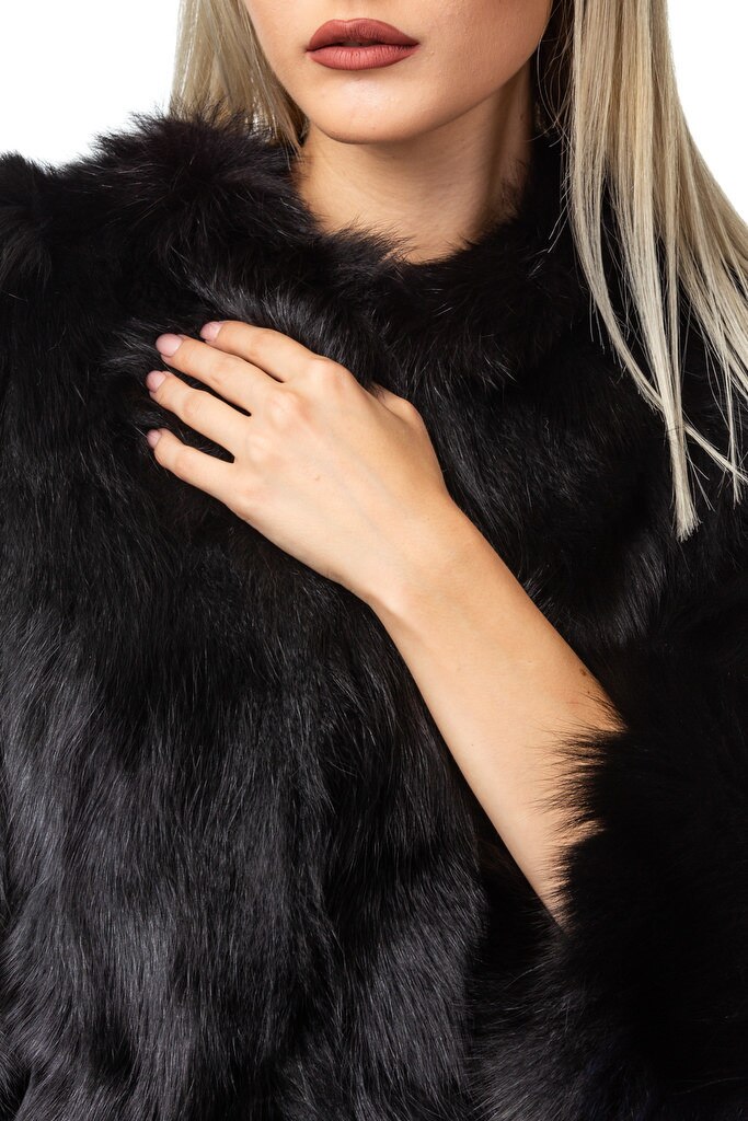 Haina de blana naturala de vulpe polara neagra, Carolina Design, M EU ...