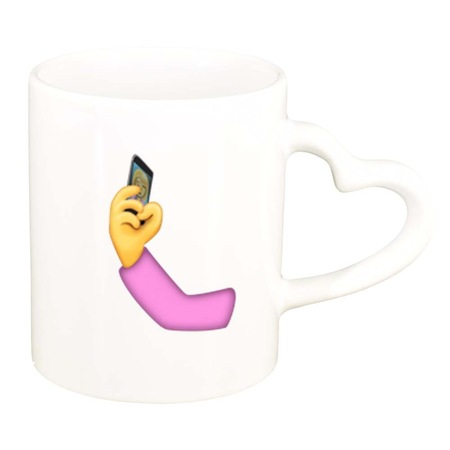 Cana "Emoticon", alb, maner inima, 330ml, D602 - eMAG.ro