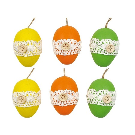 Set 6 oua colorate din plastic de Pasti - cu elemente crosetate, 6 cm ...