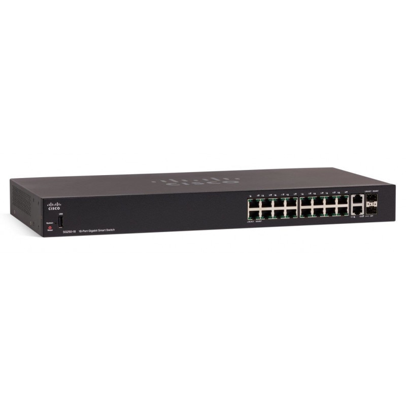 Суич Cisco, SG250-18, 18-портов, Gigabit Smart Switch - eMAG.bg