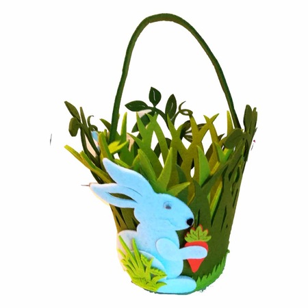 Cos decorativ de Paste Vision din pasla, forma rotunda, 15 cm inaltime ...