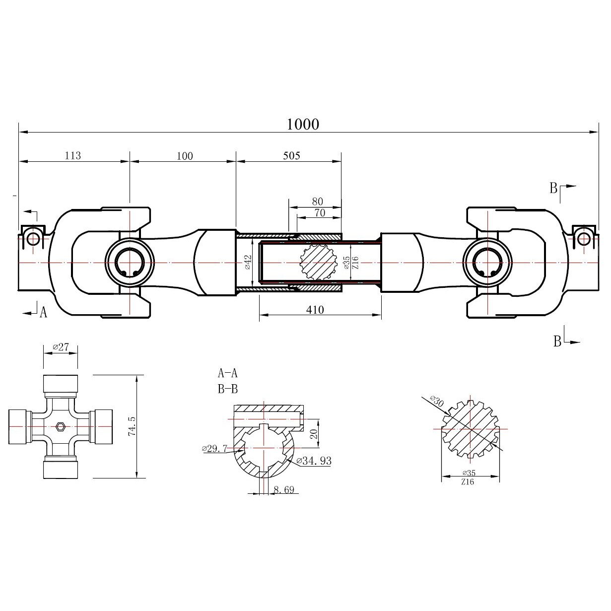 Cardan / Arbore de transmisie 100cm, Geko, G72311 - eMAG.ro