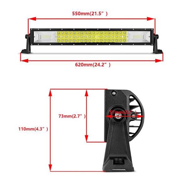 LED Bar Flexzon 7D 324W 12V-24V, 55 Cm, TRI-row, Spot & Flood Combo Beam - eMAG.ro