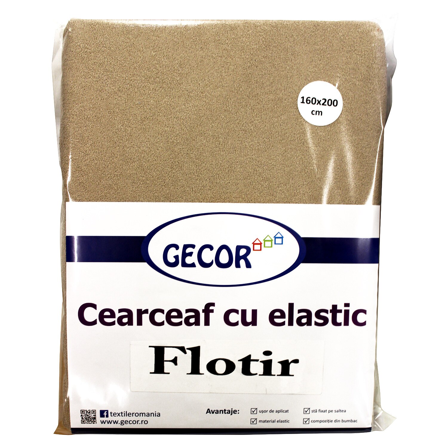 Cearceaf de pat Frotir cu elastic, 90x200 cm, Bej - eMAG.ro