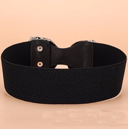 Curea neagra elastica cu perle, lungime 67 - 100 cm - eMAG.ro