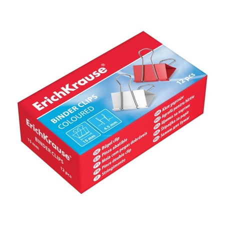 Clipsuri pentru hartie colorate Erichkrause 15 mm 12 buc/cutie ...