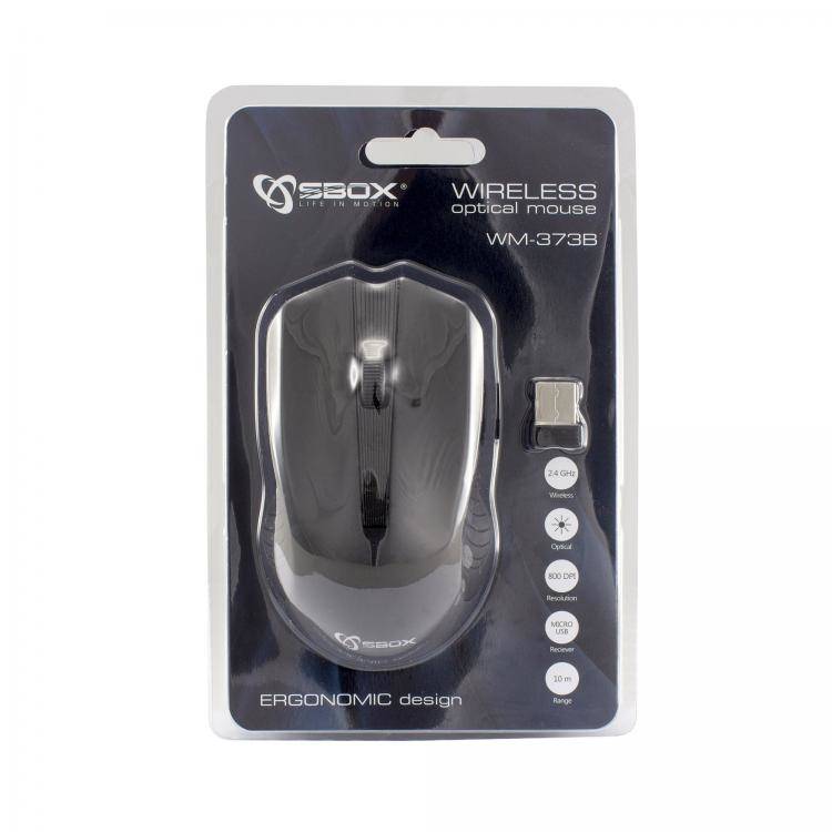 Mouse wireless SBOX WM-373B, 3D optic, 800 DPI, negru - eMAG.ro