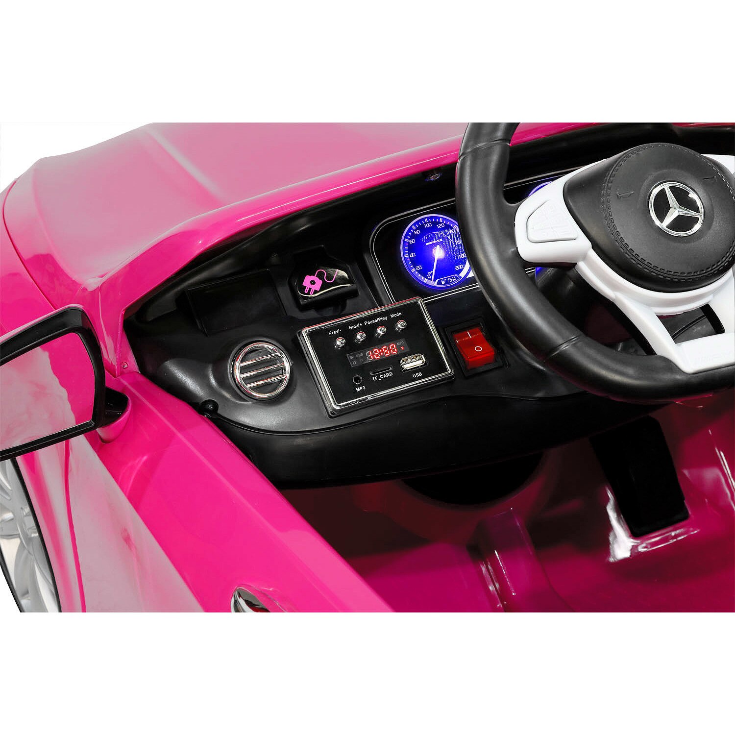 Masinuta Mercedes S63 AMG, Premium, USB, Eva Tyre, Scaun tapitat, Roz ...