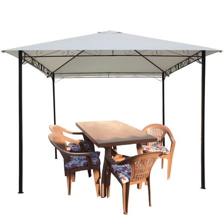Set pavilion curte gradina CULINARO 3x3m cadru otel acoperis bej cu set ...