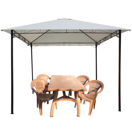 Set pavilion curte gradina CULINARO 3x3m cadru otel acoperis bej cu set ...