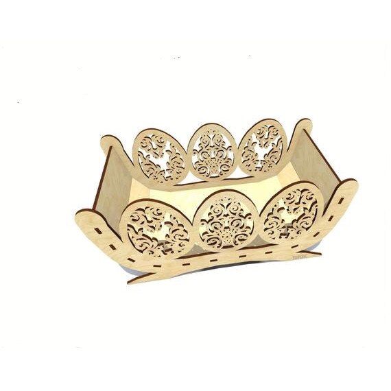 Cosulet de pasti din lemn gravat cu oua de pasti 31,9x14,6x15,8 cm ...