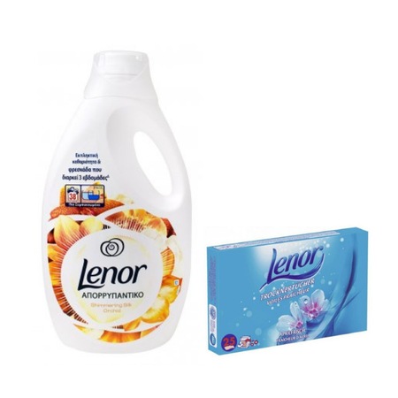 Комплект Течен перилен препарат Lenor Orhid, 2,09 литра, 38 пранета ...