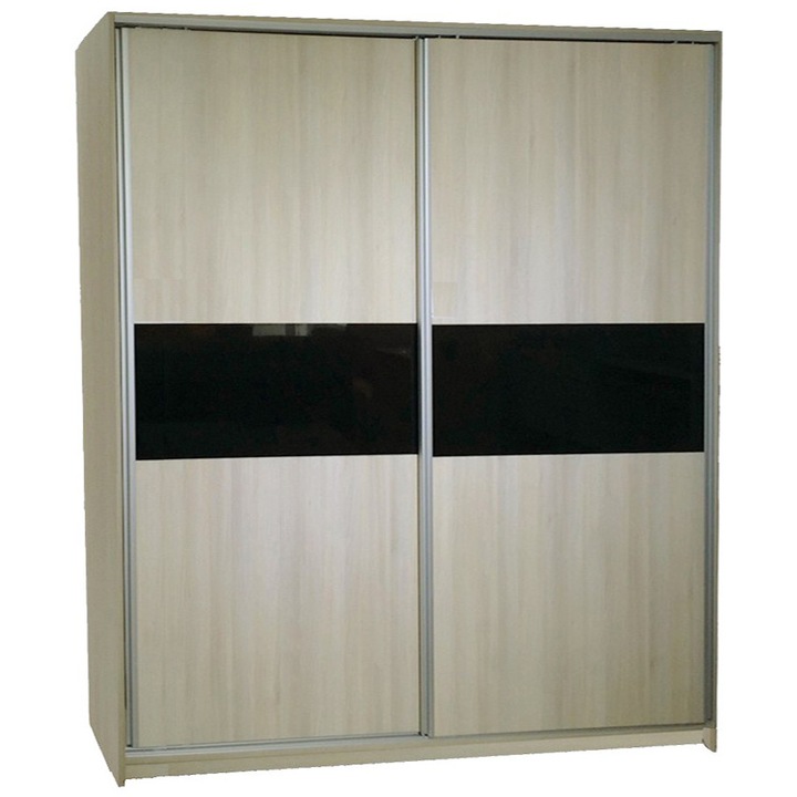 Dressing cu usi culisante, Ferrara/Negru, H200 x L200 x A60 cm, dulap ...