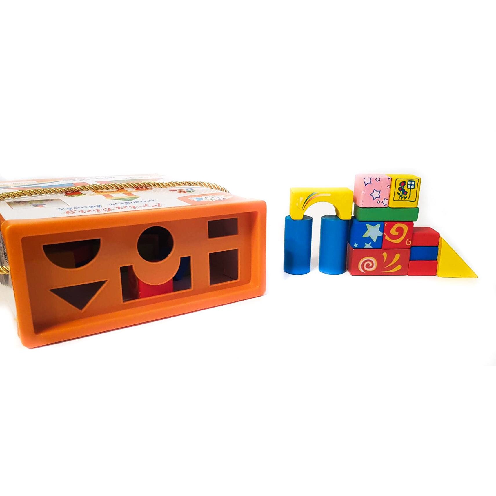 Cuburi de construit din lemn, cu desene si sortator - eMAG.ro