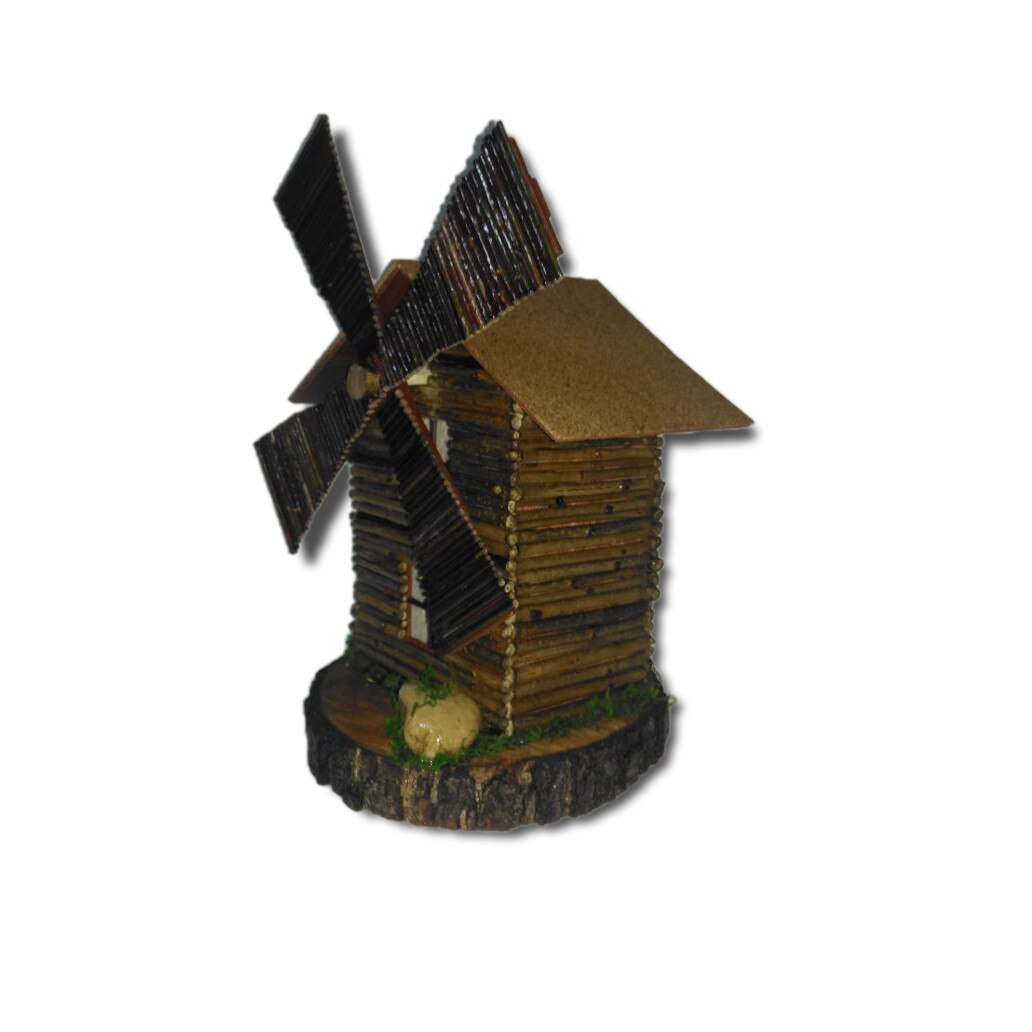 Moara de vant pe suport rondea lemn handmade model K - eMAG.ro