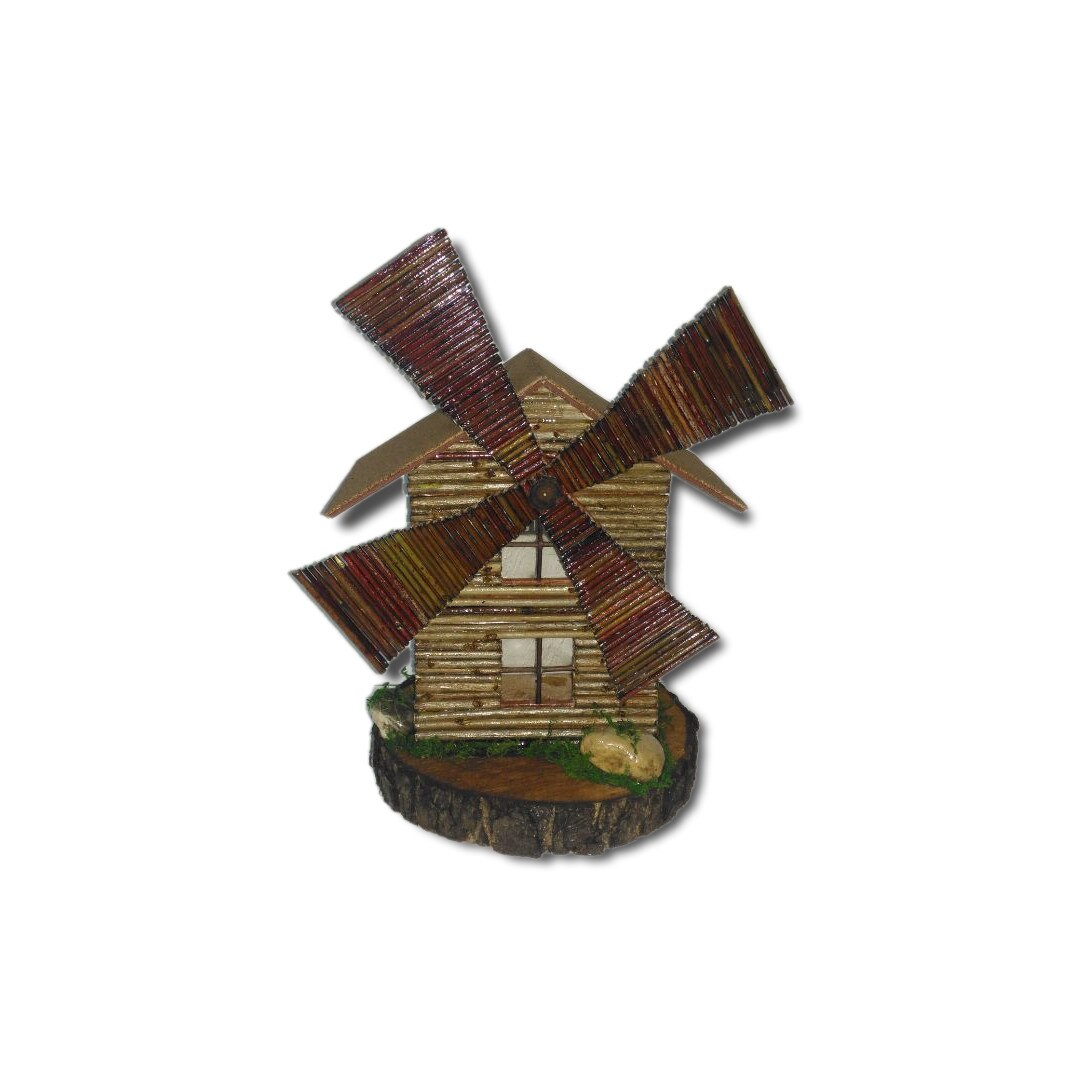 Moara de vant pe suport rondea lemn handmade model K - eMAG.ro