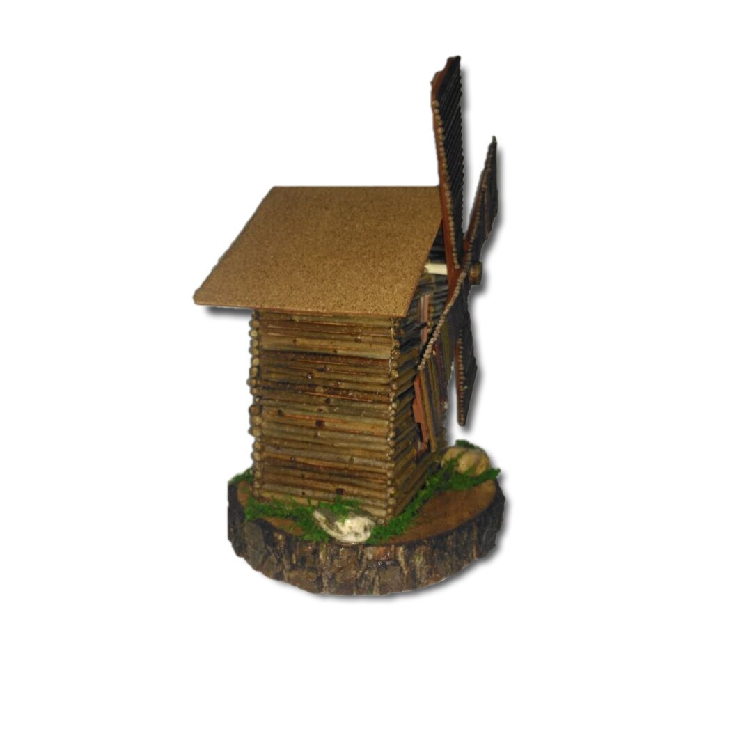 Moara de vant pe suport rondea lemn handmade model K - eMAG.ro