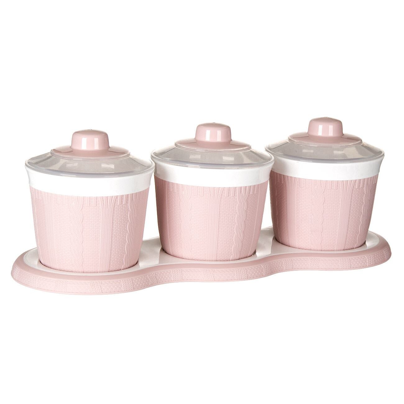 Set de borcane din plastic, ETK, cu capac si suport, 3 bucati - eMAG.ro