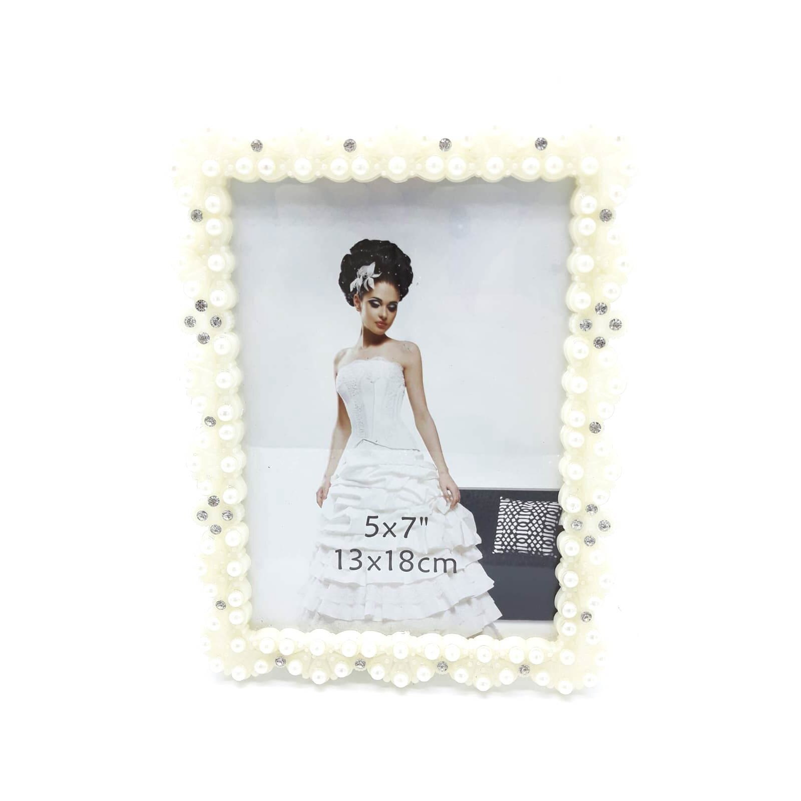 Rama foto patrata perle, "White Pearls", 16 x 21 cm - eMAG.ro