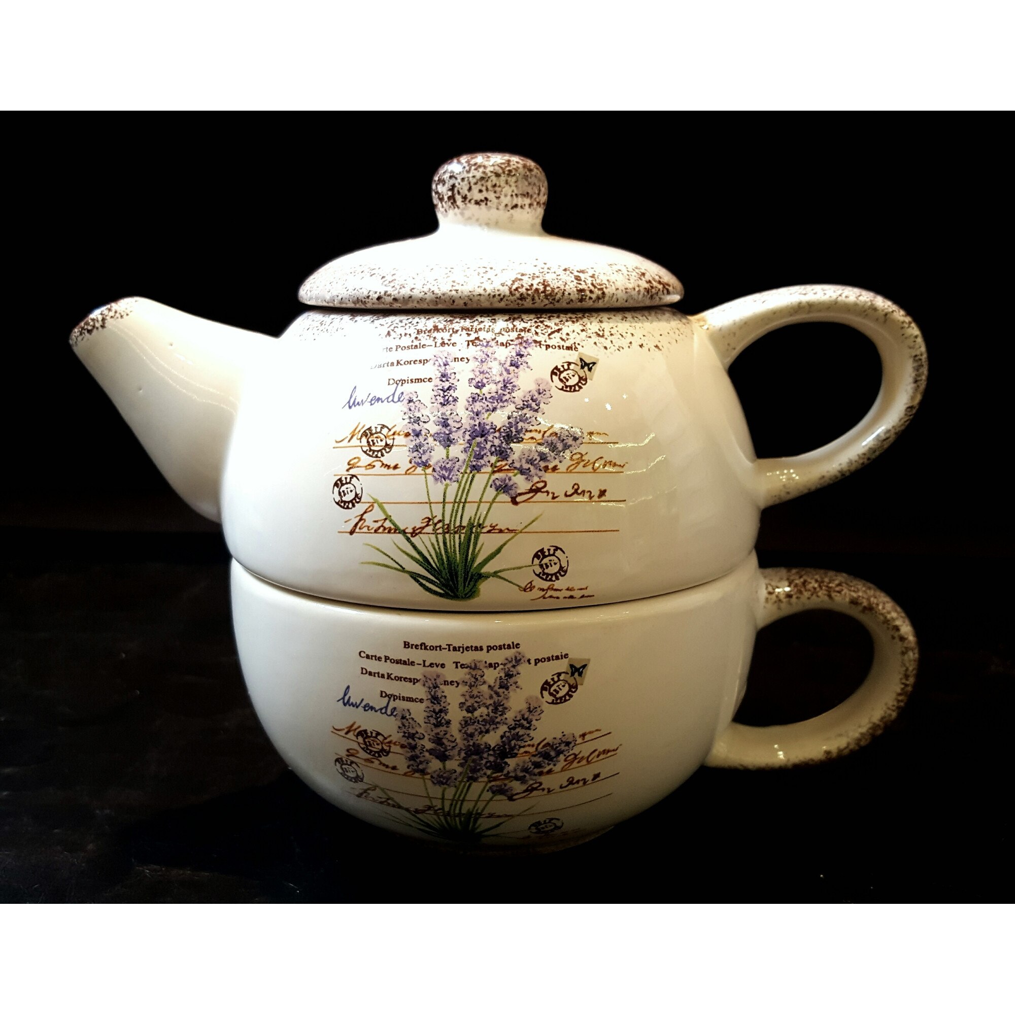 Set ceainic cu ceasca ceramic model lavanda - eMAG.ro