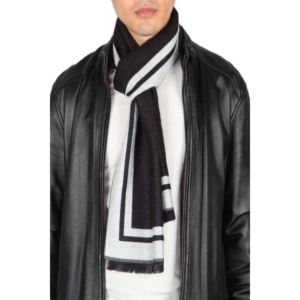 Esarfa barbati, negru alb, vascoza, 33 x 180 cm, E105-02 - eMAG.ro
